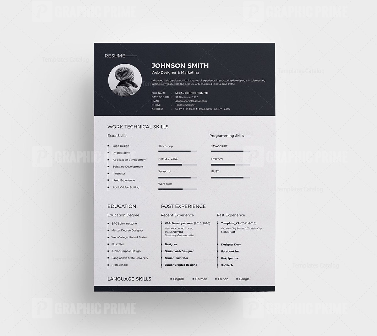 Basic Resume Template - Graphic Prime | Graphic Design Templates