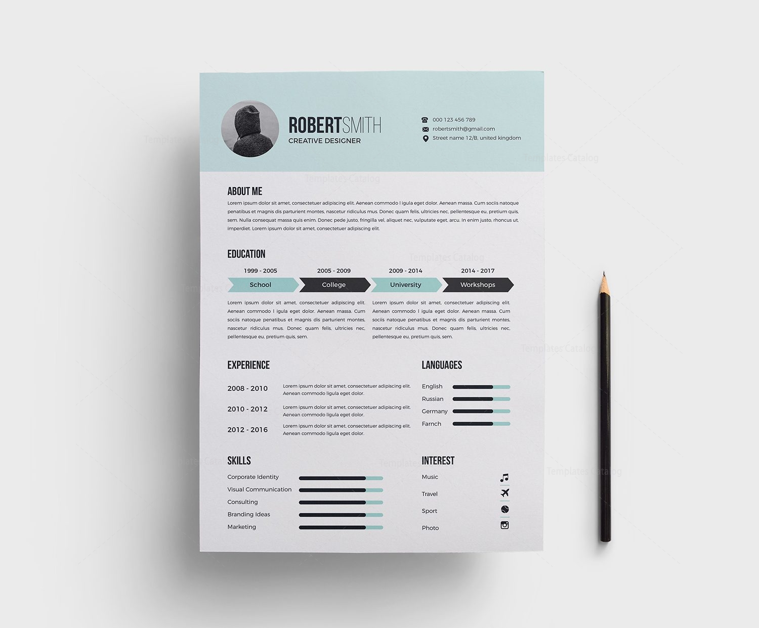 Classy Light Blue Resume Template - Graphic Prime | Graphic Design ...