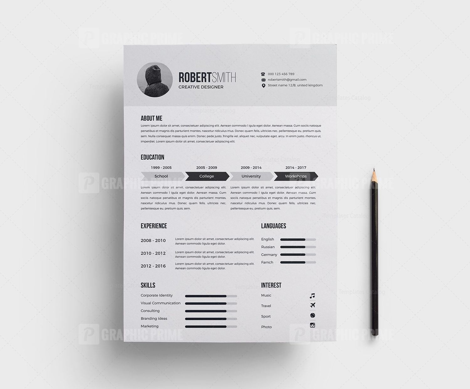 Classy Light Blue Resume Template - Graphic Prime | Graphic Design ...