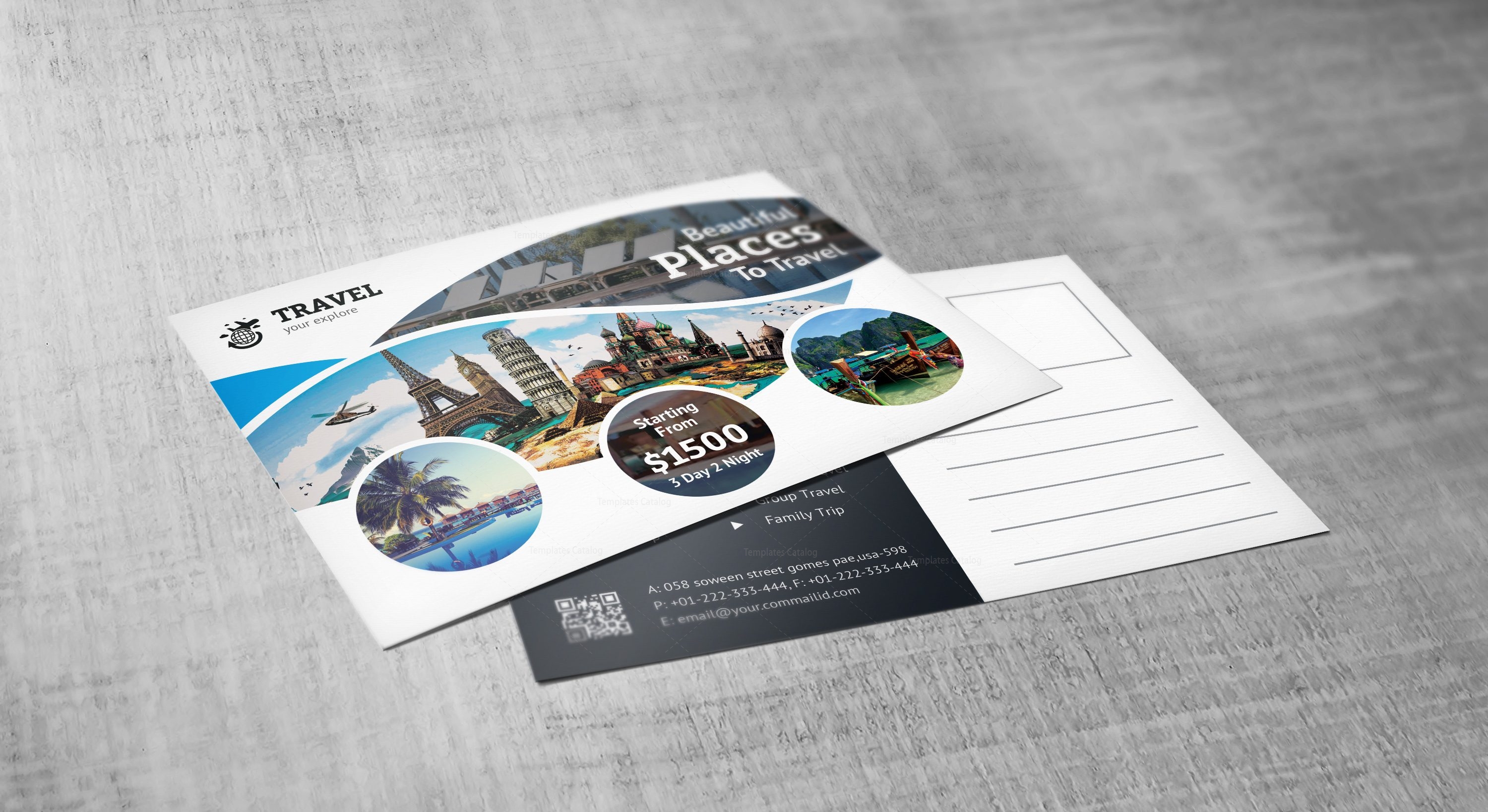 Creative Travel Postcard Template - Graphic Prime | Graphic Design ...