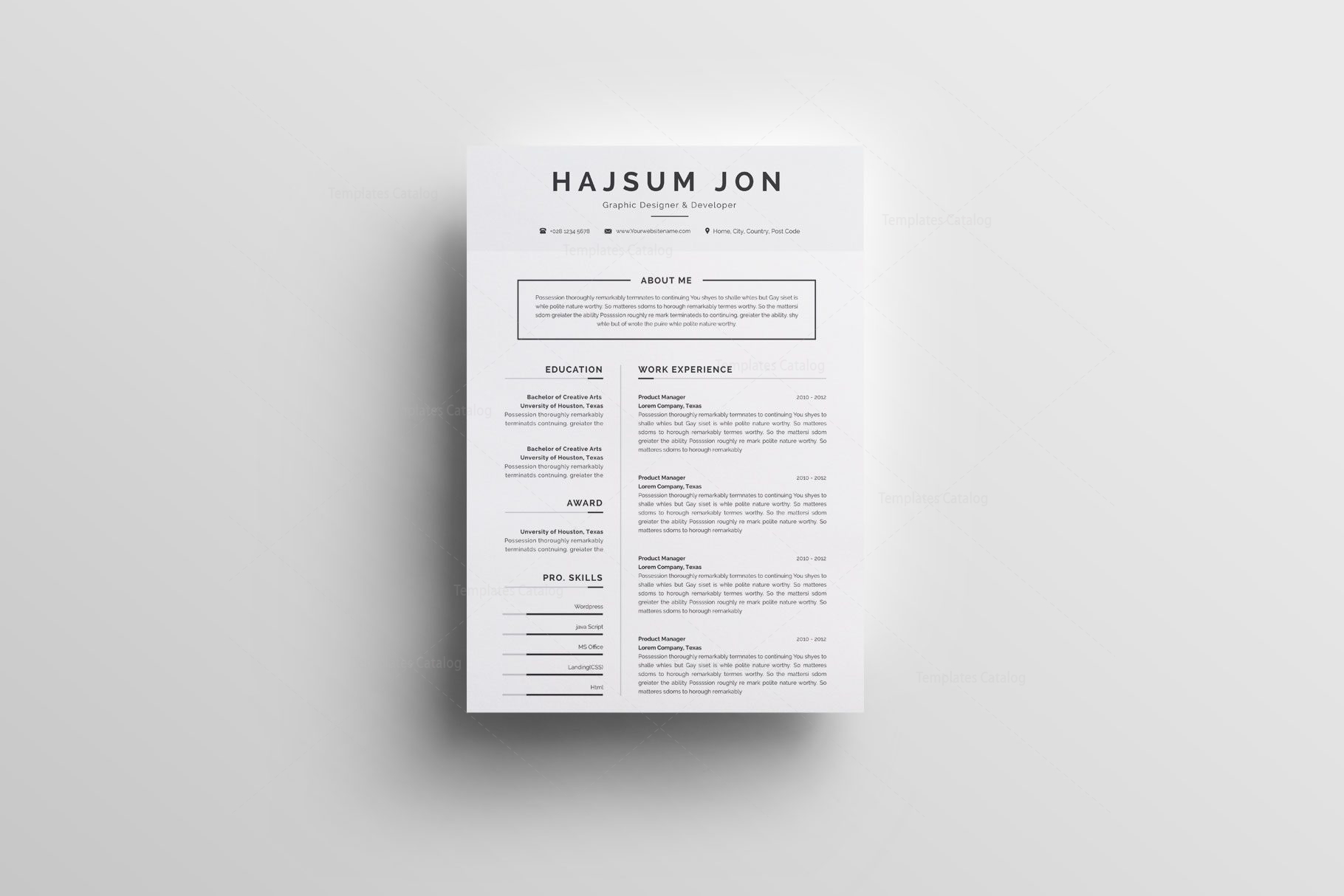 Printable Resume Templates - Graphic Prime | Graphic Design Templates