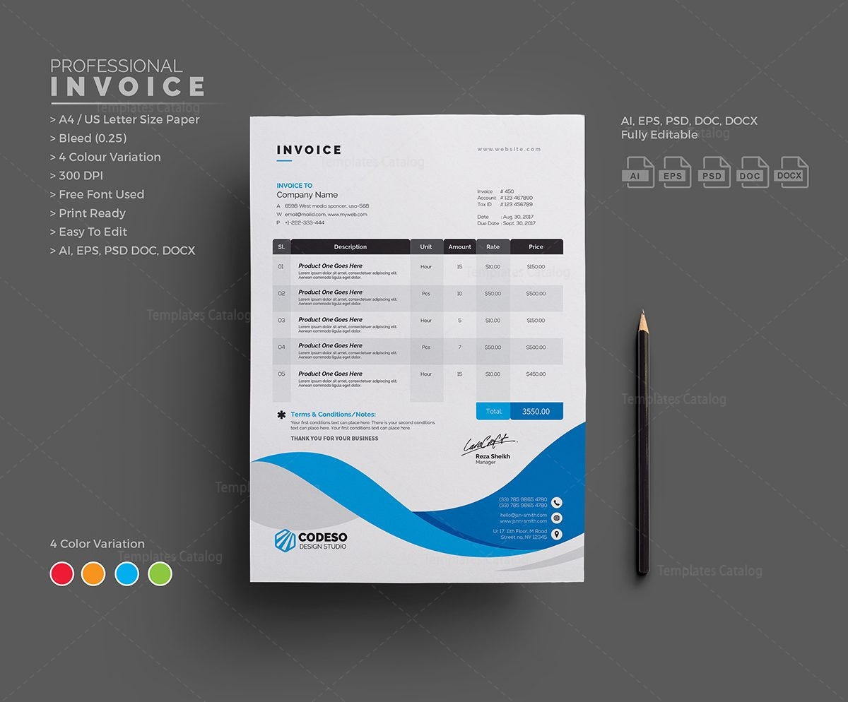 Professional Invoice Templates - Graphic Prime | Graphic Design Templates
