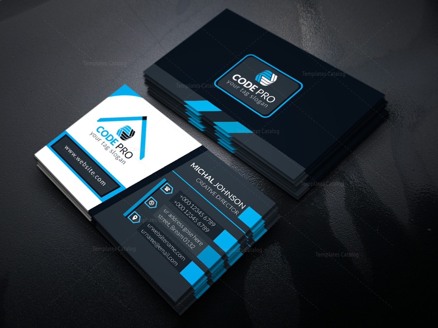Sleek Business Card Design Template in EPS Format - Graphic Prime ...