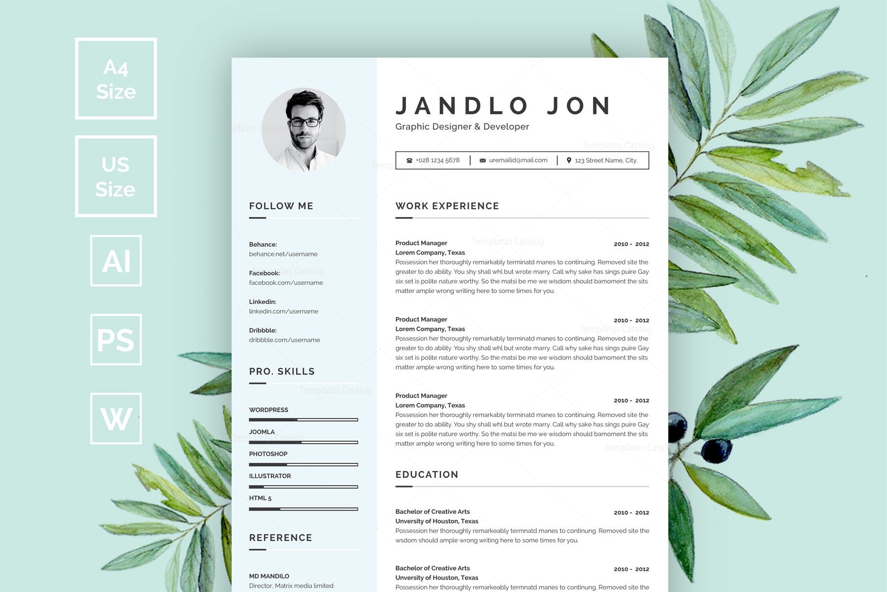 Stylish Curriculum Vitae Template - Graphic Prime | Graphic Design ...