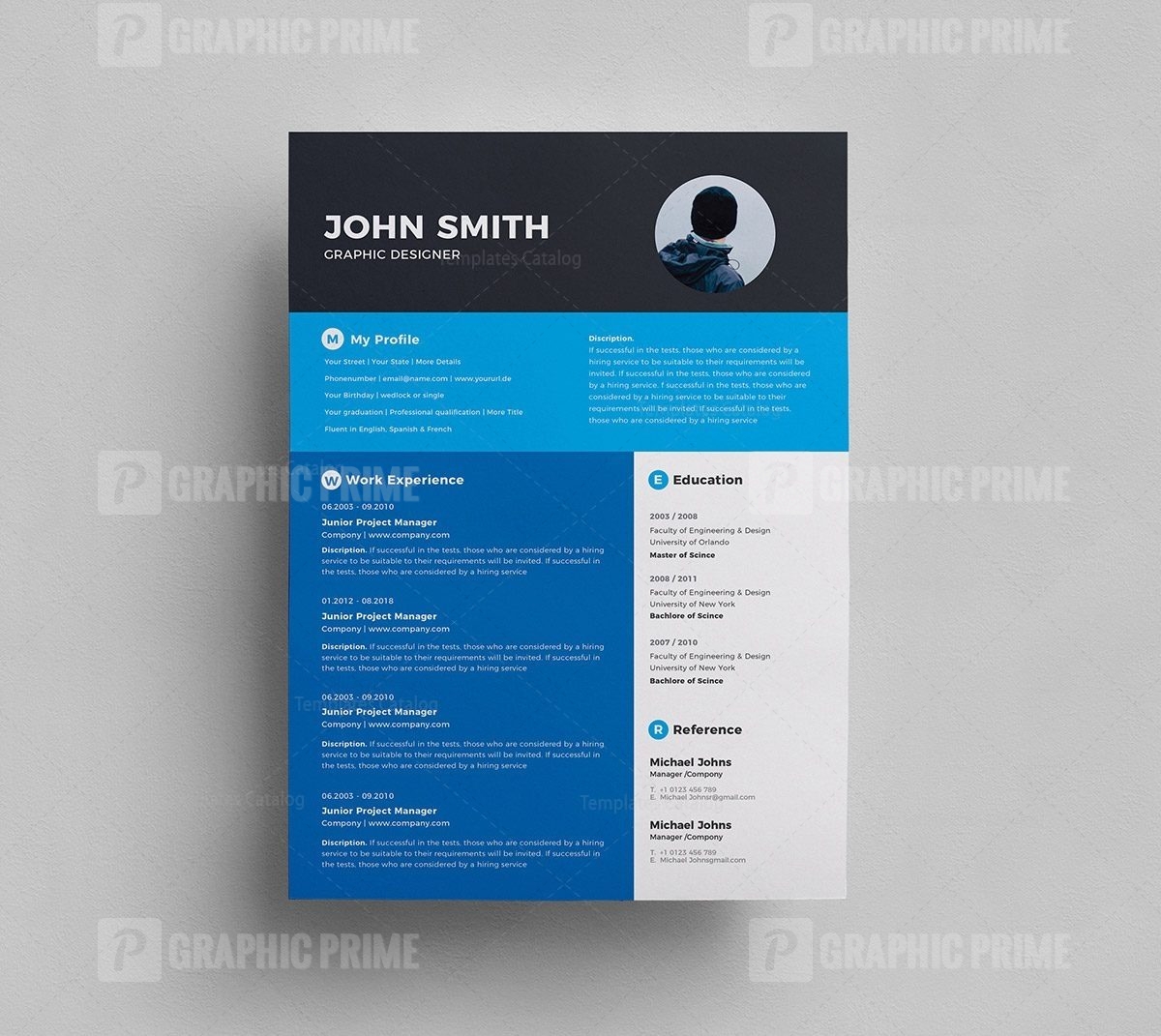 Stylish Resume Template - Graphic Prime | Graphic Design Templates