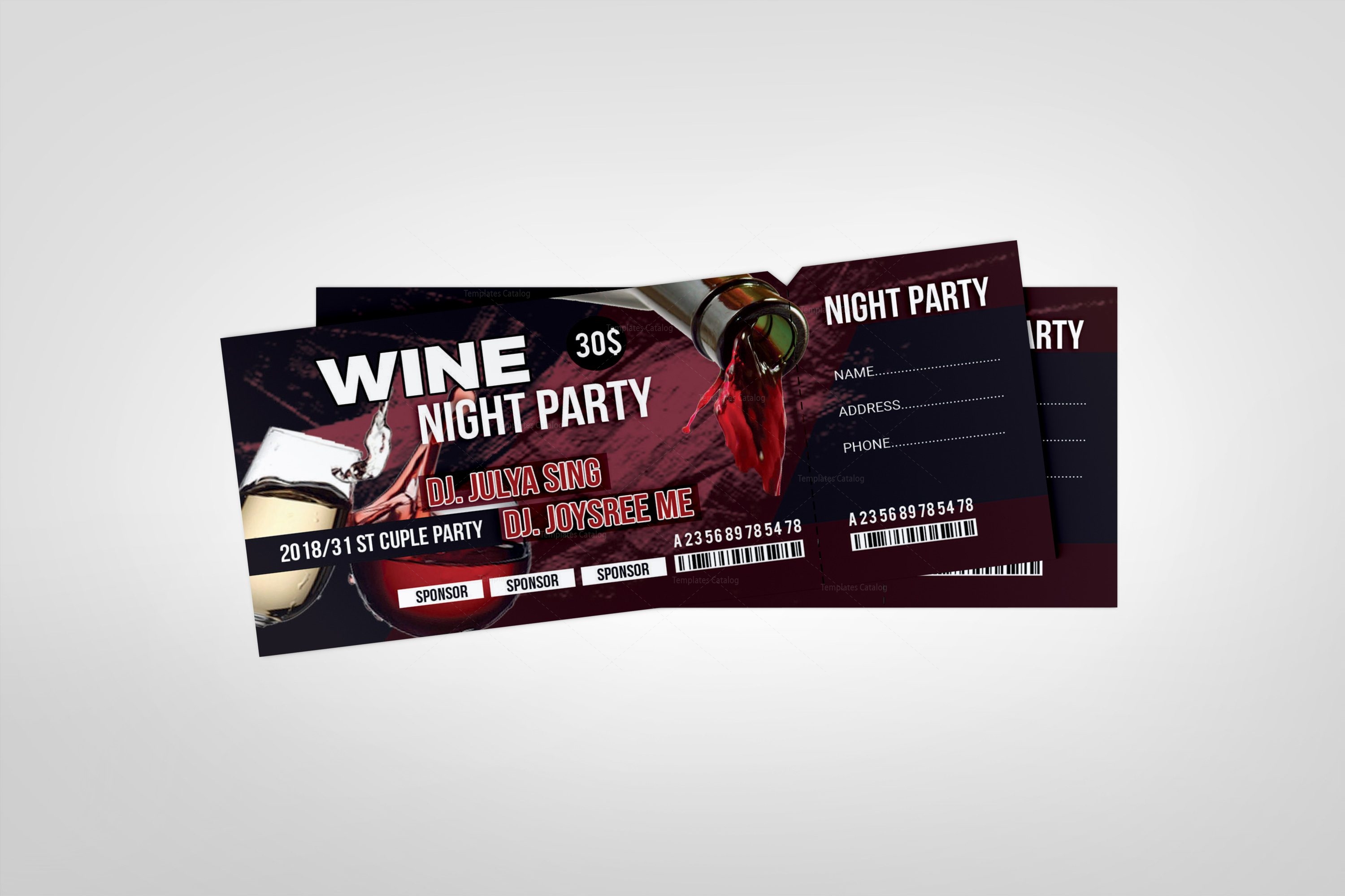 Wine Party Event Ticket Design Template - Graphic Prime | Graphic ...