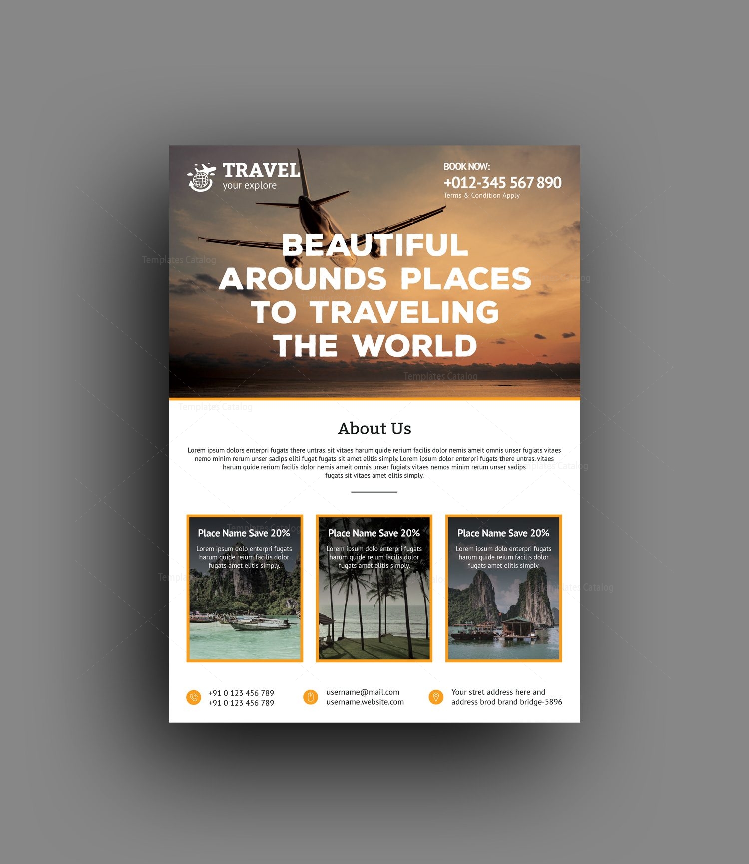 Zeus Travel Agency Flyer Design Template - Graphic Prime | Graphic ...